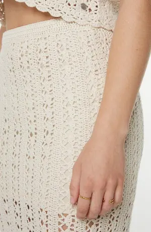 Roxy Sea Swirl Crochet Midi Skirt - Parchment Solid