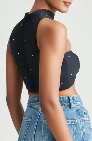 HOLICHIC Sequin Cutout Crop Top