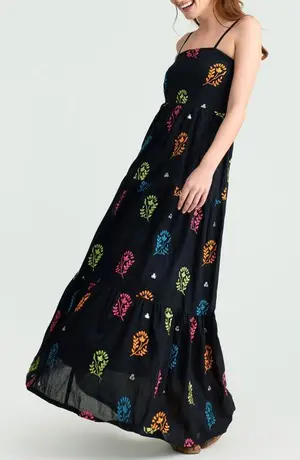 HOLICHIC Embroidered Cotton Maxi Sundress