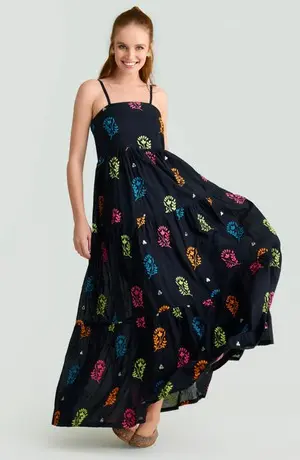 HOLICHIC Embroidered Cotton Maxi Sundress