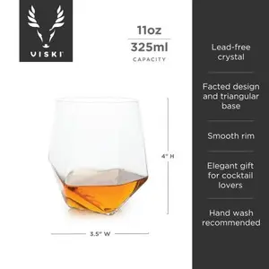 VISKI Seneca Crystal Faceted Tumblers Set Of 2