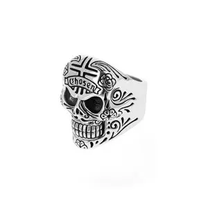 KING BABY STUDIO Skull Ring With Cross - Silver
