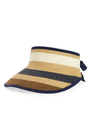 Cole Haan Stripe Packable Straw Visor
