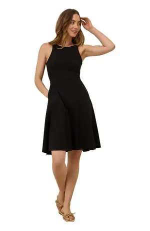 PACT Organic Cotton Fit & Flare Twist Back Dress - Black