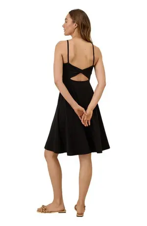 PACT Organic Cotton Fit & Flare Twist Back Dress - Black