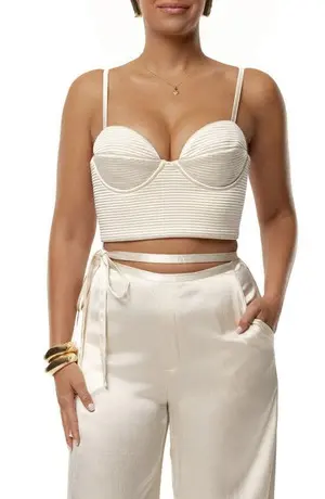 JLUXLABEL Textured Bustier Top - Ivory