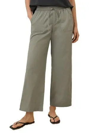 PACT Organic Cotton Poplin Wide Leg Trousers - Shadow