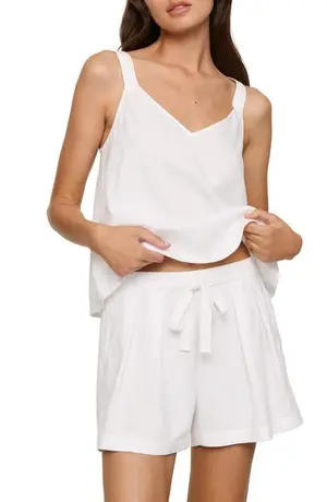 Eberjey Relaxed Tie Waist Linen Blend Shorts - White