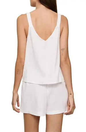 Eberjey Relaxed Tie Waist Linen Blend Shorts - White