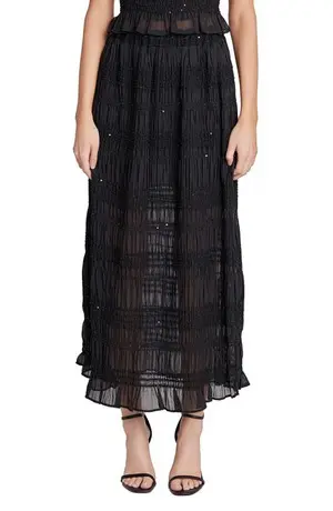 Endless Rose Sequin Embellished Chiffon Maxi Skirt - Black