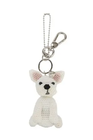 THE SAK Yarnicharmz Hand Crochet Dangledogs White Frenchie