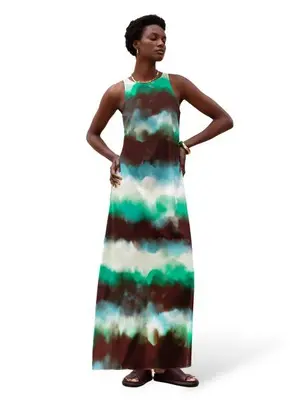 RO&ZO Sleeveless Printed Maxi Dress - Green Watercolour
