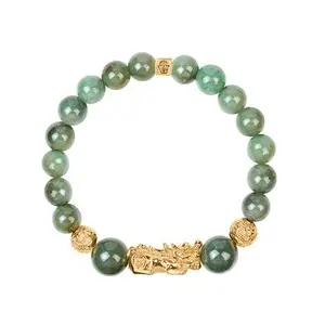 KARMA AND LUCK Jade Dragon Charm Bracelet - Pastel Green/gold