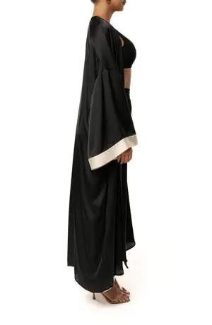 JLUXLABEL Nola Satin Maxi Duster - Black