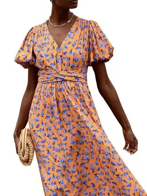 RO&ZO Floral Puff Sleeve Dress