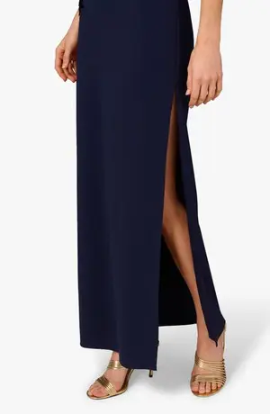 Aidan Mattox Bead Embellished Strapless Column Gown