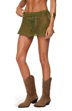 EDIKTED Mabelle Crochet Mini Skirt - Olive