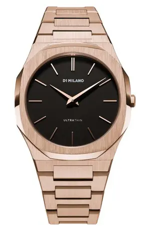 D1 MILANO Ultra Thin Bracelet Watch Black/ Rose Gold