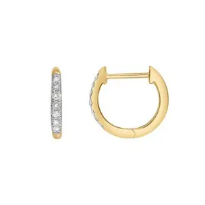 LUVMYJEWELRY 14k Gold Diamond Huggie Hoop Earrings - 14k Yellow Gold