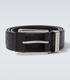 Gucci Gg Debossed Leather Belt - Black