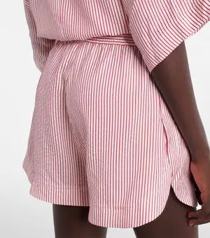 Stella McCartney Striped Silk Shorts - Red