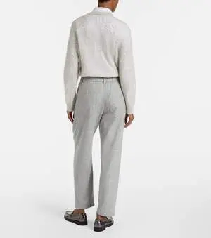 Brunello Cucinelli Cropped Wool And Cashmere Pants - Grey