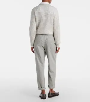 Brunello Cucinelli Cropped Wool And Cashmere Pants - Grey