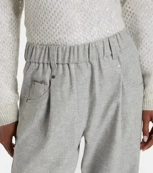 Brunello Cucinelli Cropped Wool And Cashmere Pants - Grey