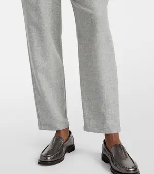 Brunello Cucinelli Cropped Wool And Cashmere Pants - Grey