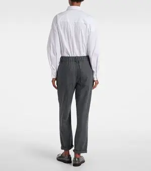 Brunello Cucinelli Cropped Wool And Cashmere Pants - Grey