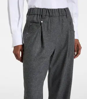 Brunello Cucinelli Cropped Wool And Cashmere Pants - Grey