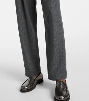 Brunello Cucinelli Cropped Wool And Cashmere Pants - Grey