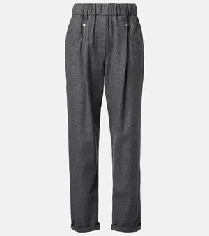 Brunello Cucinelli Cropped Wool And Cashmere Pants - Grey