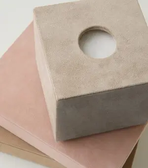MICHAEL VERHEYDEN Michaël Verheyden Niez Cube Suede And Wooden Tissue Box - Beige