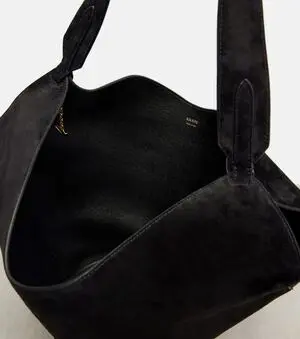 Khaite Lotus Small Suede Tote Bag - Black
