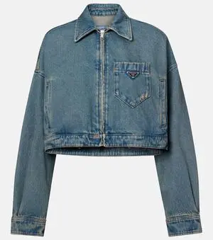 Prada Cropped Denim Jacket - Blue