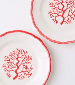 LES-OTTOMANS Coral Painted Ceramic Tray