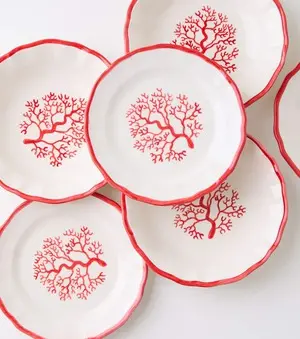 LES-OTTOMANS Coral Painted Ceramic Tray