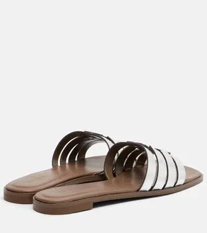 Tory Burch Metallic Leather Slides - Silver