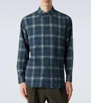 Auralee Checked Wool Shirt - Blue
