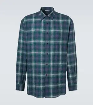 Auralee Checked Wool Shirt - Blue
