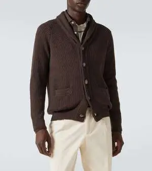 Brunello Cucinelli Cotton Ribbed-knit Cardigan - Brown