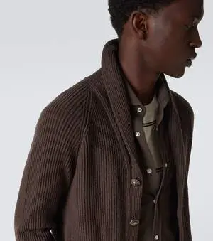 Brunello Cucinelli Cotton Ribbed-knit Cardigan - Brown