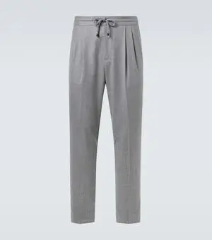 Brunello Cucinelli Virgin Wool Flannel Straight Pants - Grey