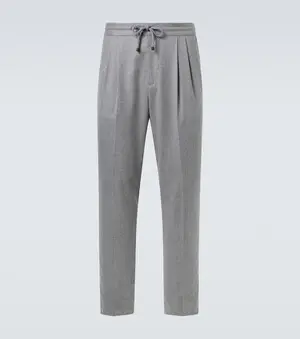 Brunello Cucinelli Virgin Wool Flannel Straight Leg Pants - Grey