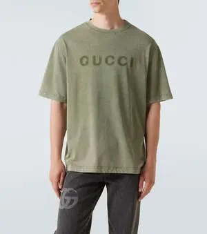 Gucci Distressed Logo Cotton T-shirt