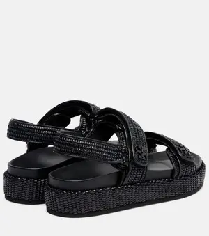 Tory Burch Raffia And Leather Sandals