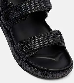 Tory Burch Raffia And Leather Sandals