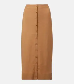 Victoria Beckham Wool-blend Midi Skirt - Beige