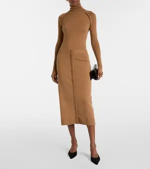 Victoria Beckham Wool-blend Midi Skirt - Beige
